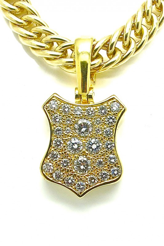 18ct Yellow Gold and Diamond Shield Pendant. - Diamond Creations